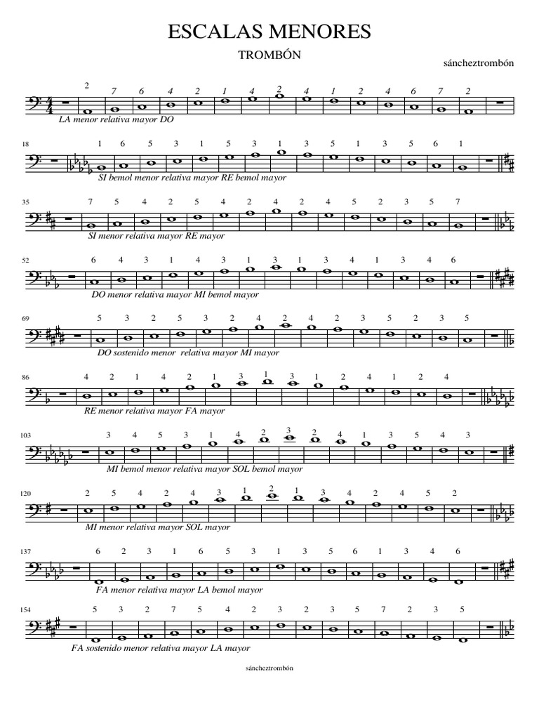 ESCALAS MENORES-trombon | PDF | Escala (música) | Musicología