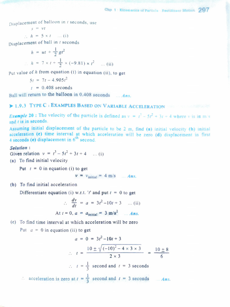Motion With Variable Acceleration | PDF