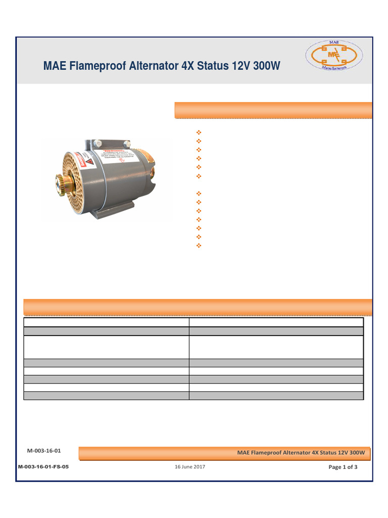 Flameproof Alternator 12V 300W | PDF | Electrical Engineering ...