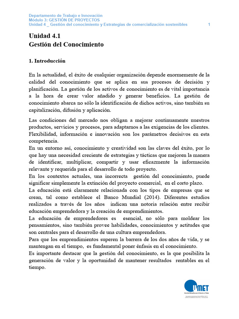Unidad 4_Parte 1_ Gestión del Conocimiento | PDF | Conocimiento administrativo | Business