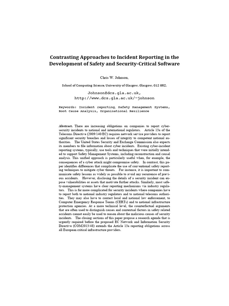Software Incident Reporting | PDF | Computer Security | Security