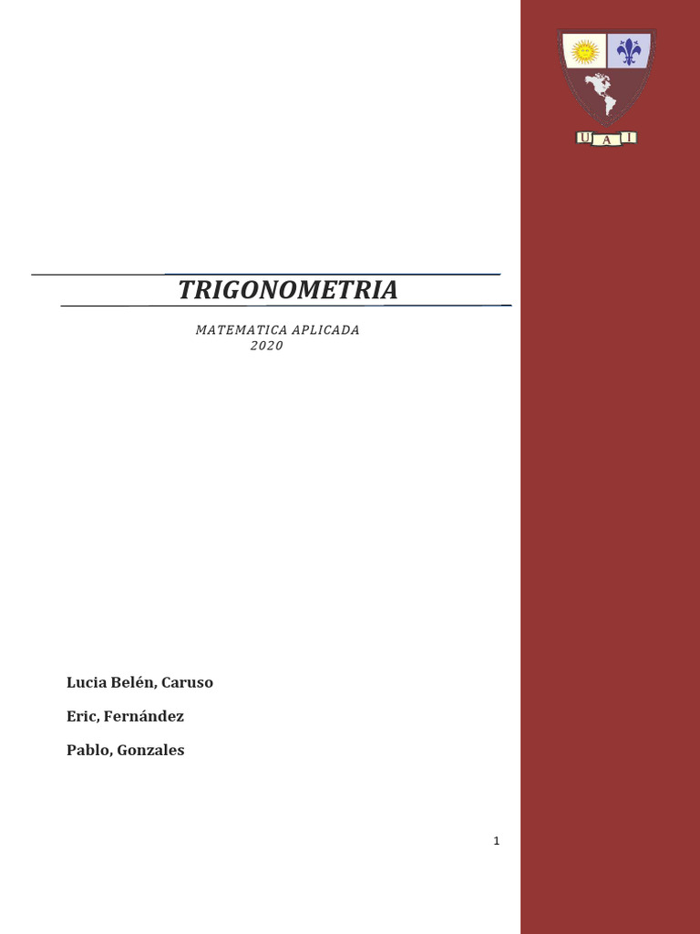 TRIGONOMETRIA TP Matematica Aplicada | PDF | Trigonometría | Funciones trigonométricas