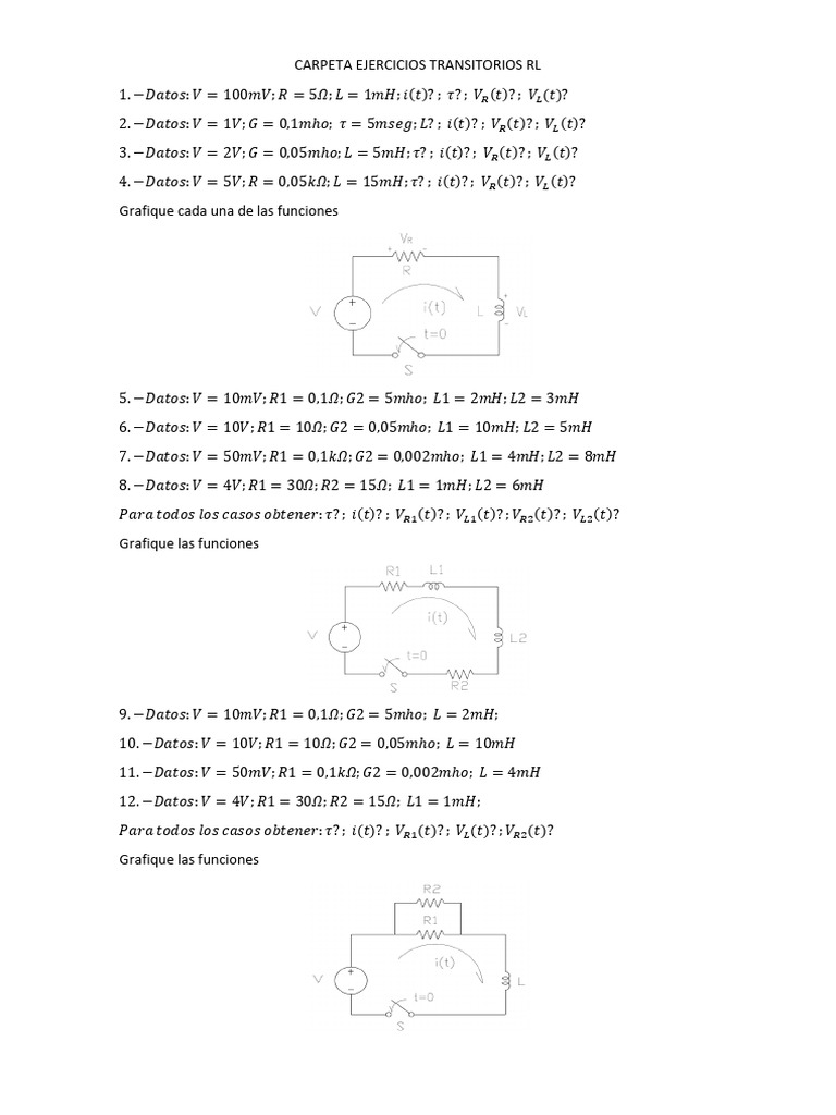 Carpeta Ejercicios Transitorios RL-RC | PDF