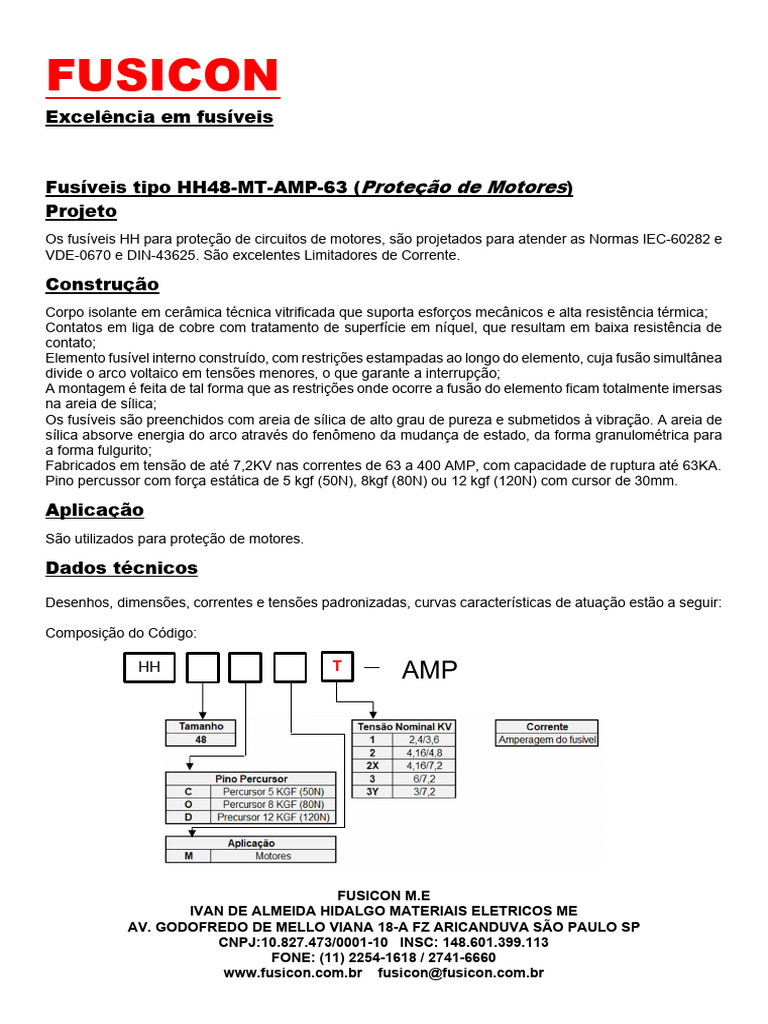 Catalogo Fusíveis Hh Fusicon 355a Pdf Fusível Elétrico