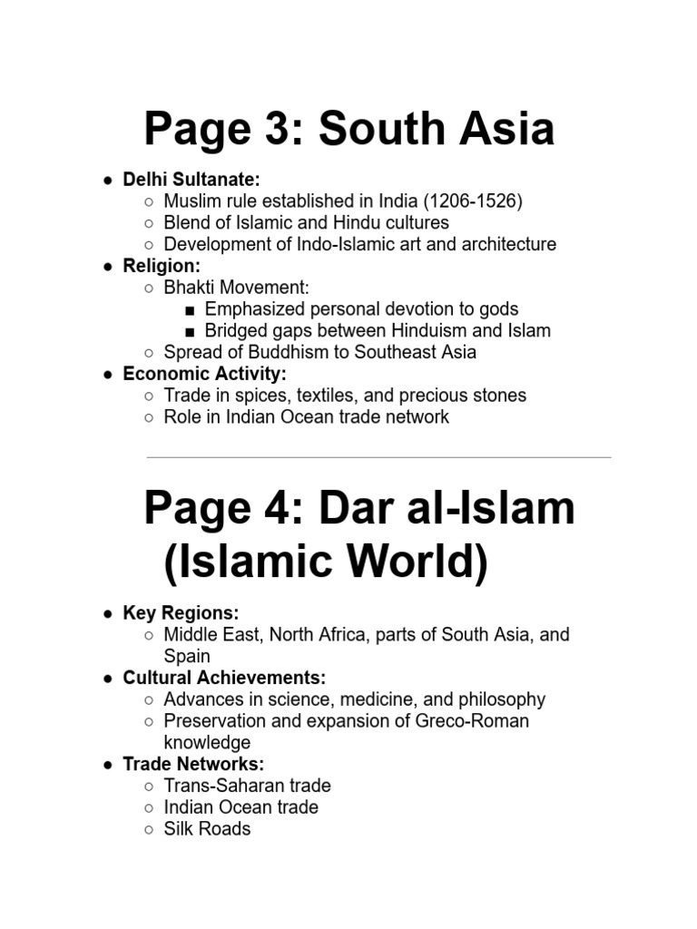 AP World Unit 1 South Asia and Dar Al Islam | PDF