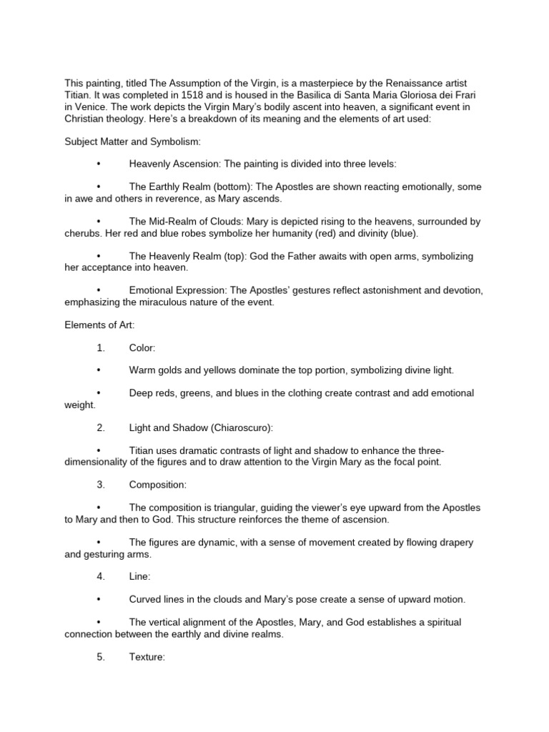 The Assumption of a Virgin | PDF | Composition (Visual Arts) | Mary ...