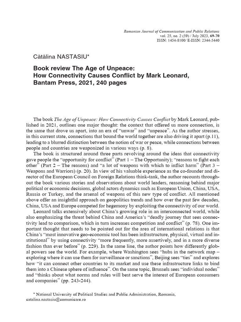 Book Review The Age of Unpeace How Connectivity CA | PDF | Political Science