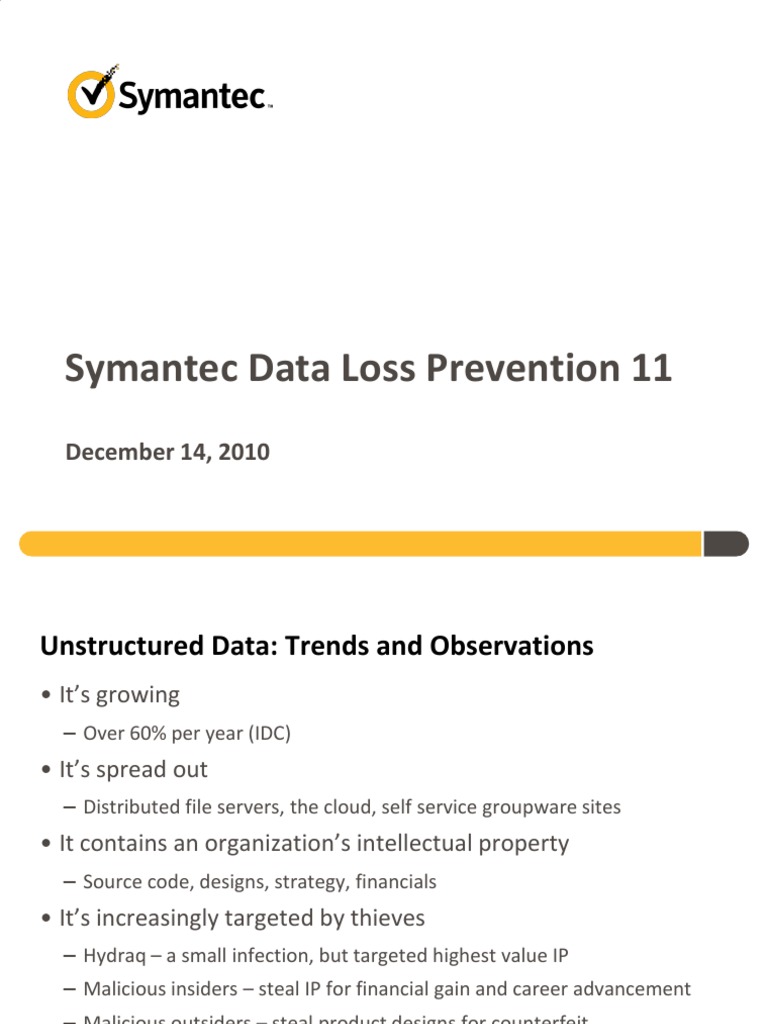 Symantec Data Loss Prevention 11: December 14, 2010 | PDF | Computer ...