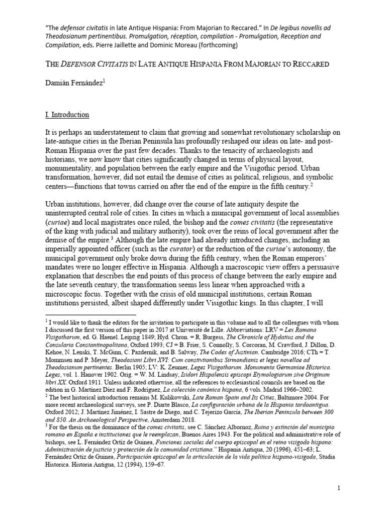 The Defensor Civitatis in Late Antique H | PDF