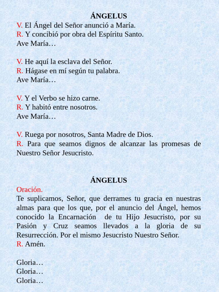 Oración del Ángelus: Devoción Mariana | PDF