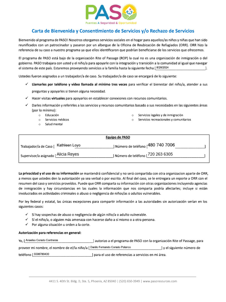 DFCP 9153 PRS Welcome and Consent Form | PDF