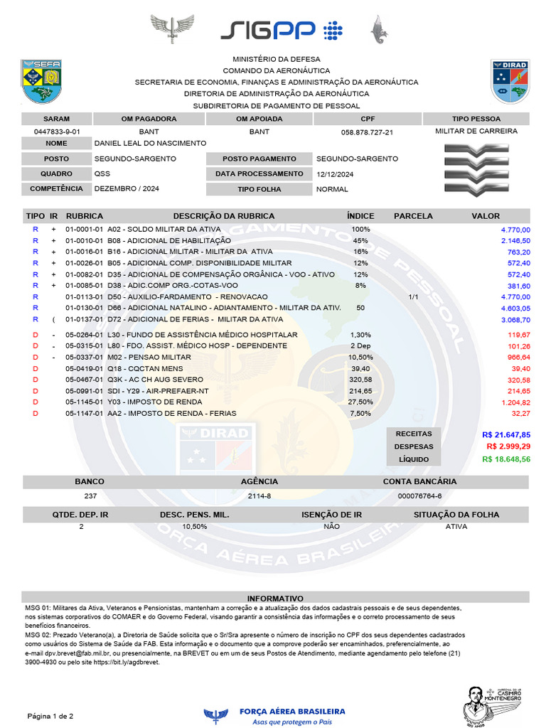 contracheque_12_2024-1 | PDF | Imposto de Renda