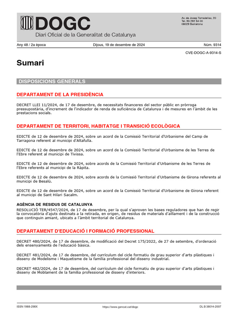 Dogc Ca 19 12 2024 | PDF