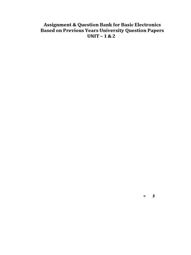 BXE Assignments Question Bank | PDF | Rectifier | Bipolar Junction Transistor