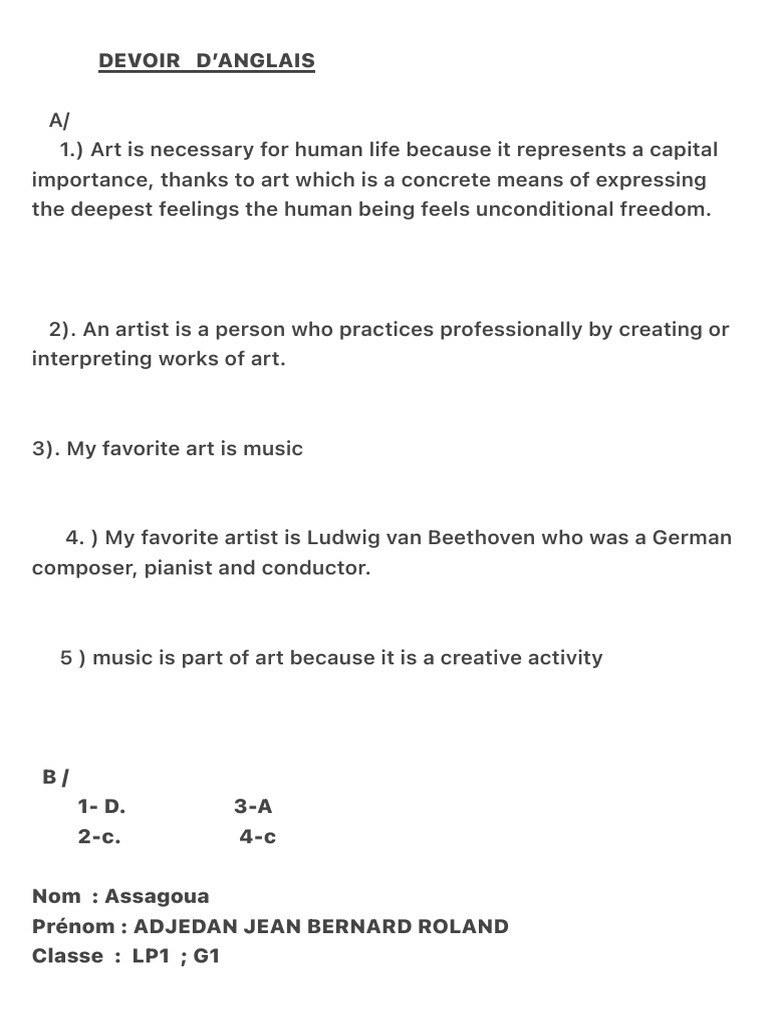 Devoir D'anglais | PDF