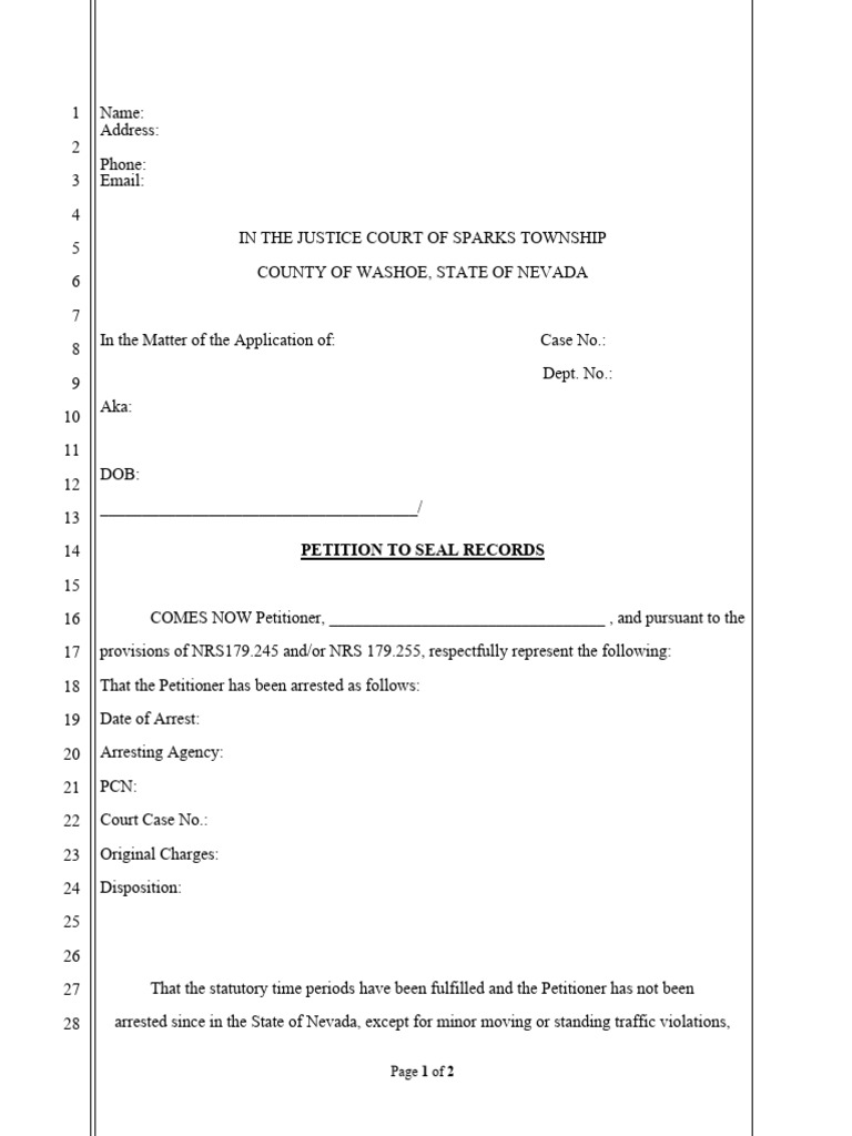 Petition to Seal Criminal Records | PDF | Criminal Record | Public Law
