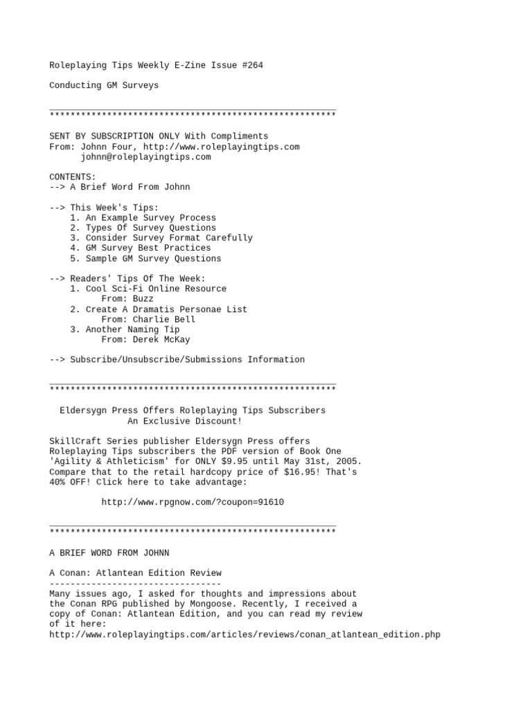 Issue 264 | PDF | Question | Role Playing Games