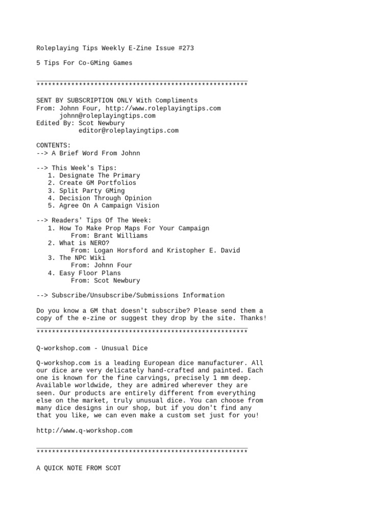 Issue 273 | PDF | Role Playing Games | Role Playing