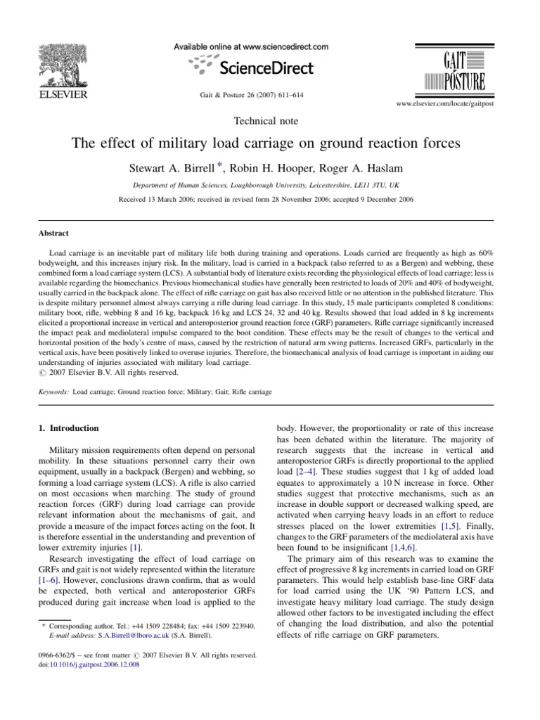 Military Load Carriage Impact on GRFs | PDF | Force | Stress (Mechanics)