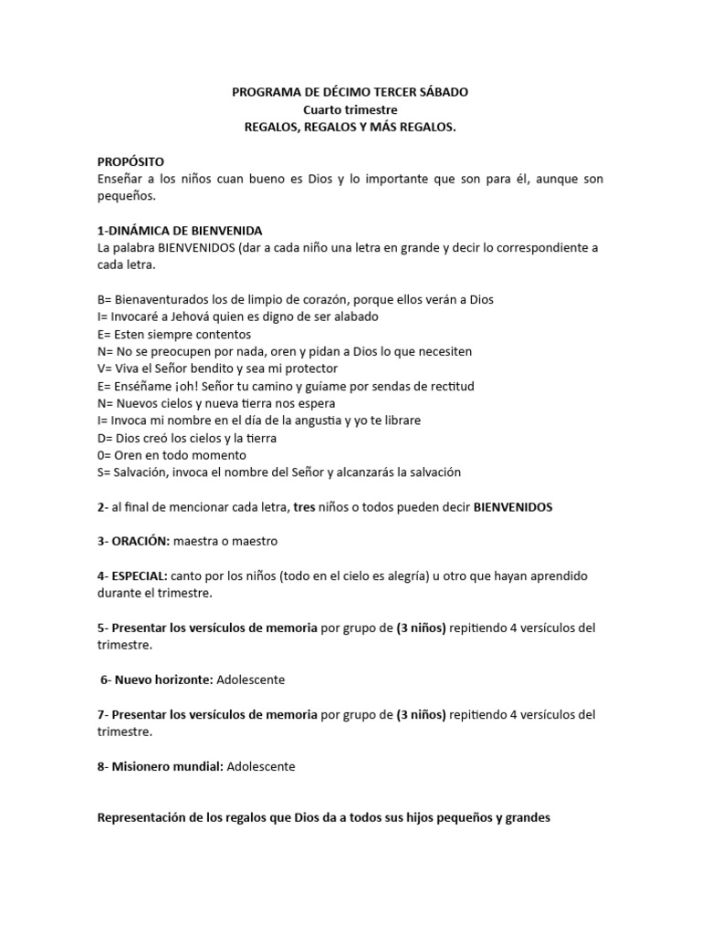 Programa 13er. sáb. 4o.TRIM_2024 | PDF | Dios | Cristo (título)