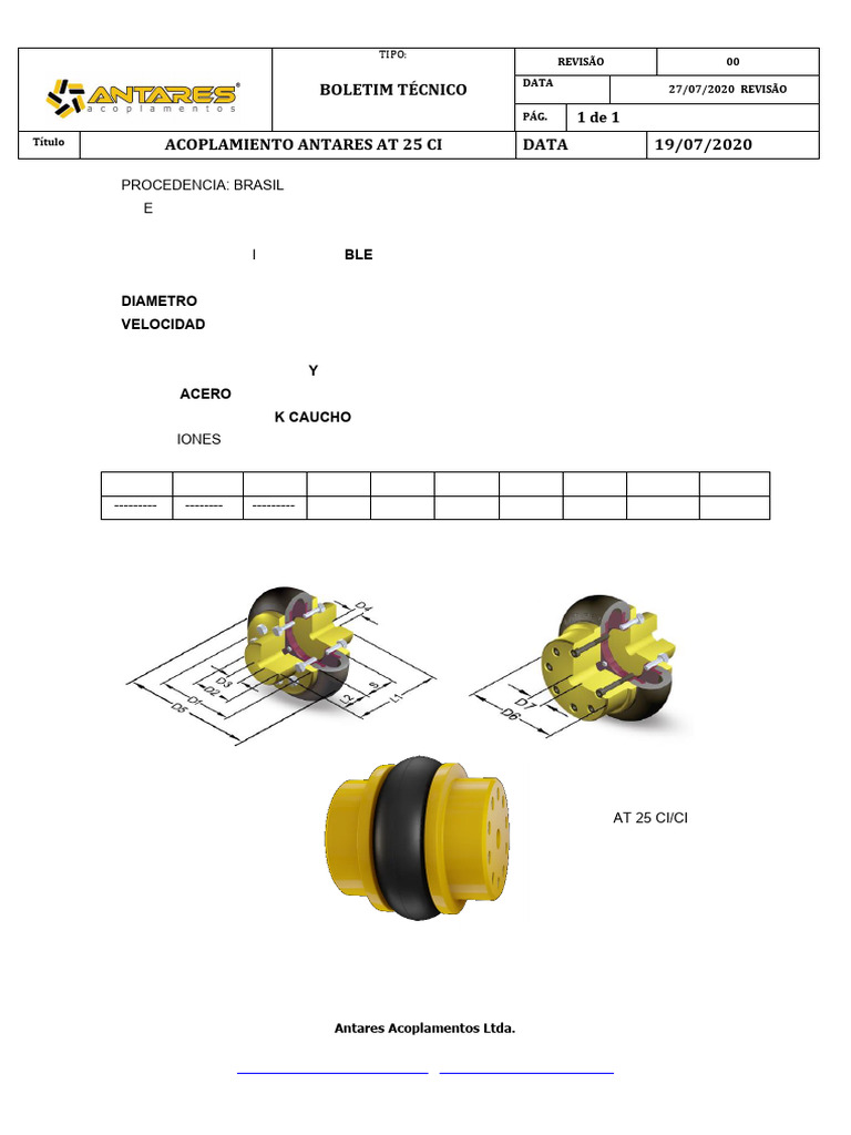Ficha Tecnica Acoplamiento Antares At25 Ci-Ci | PDF
