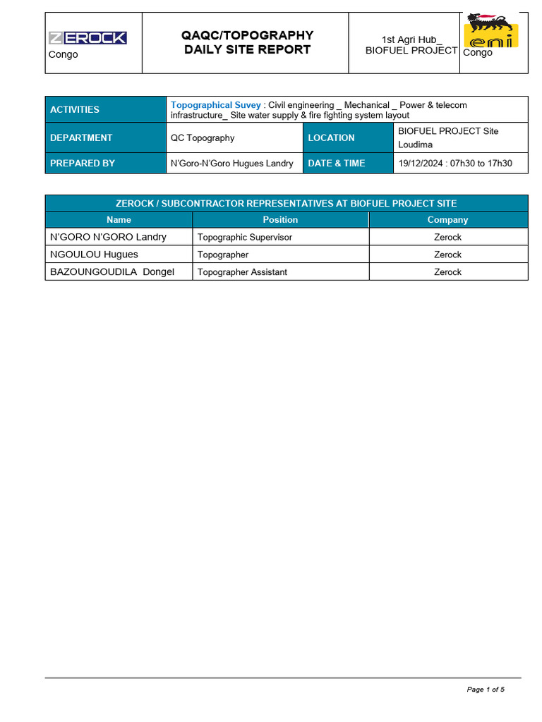 Report OF TOPOGRAPHIC ACTIVITIES 19-12-2024 | PDF | Topography | Land ...