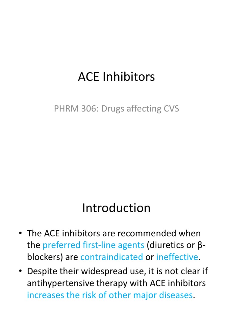 Anti Hypertensive Drugs - ACE Inhibitor | PDF