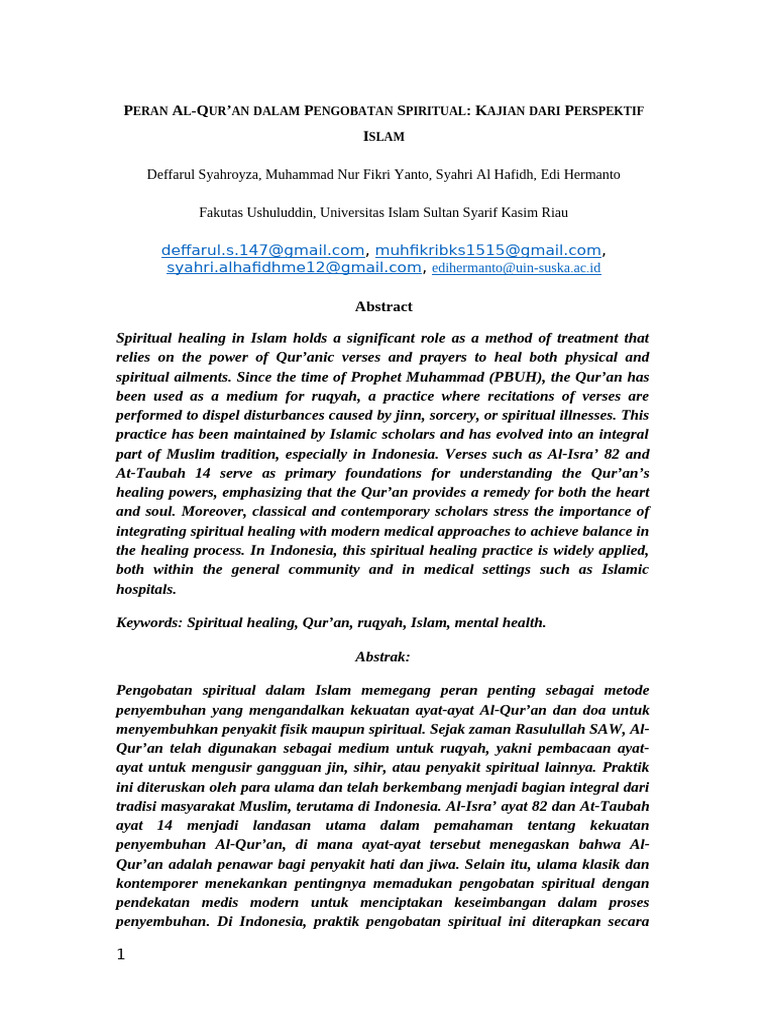Al-Qur'an dalam Pengobatan Spiritual Islam | PDF
