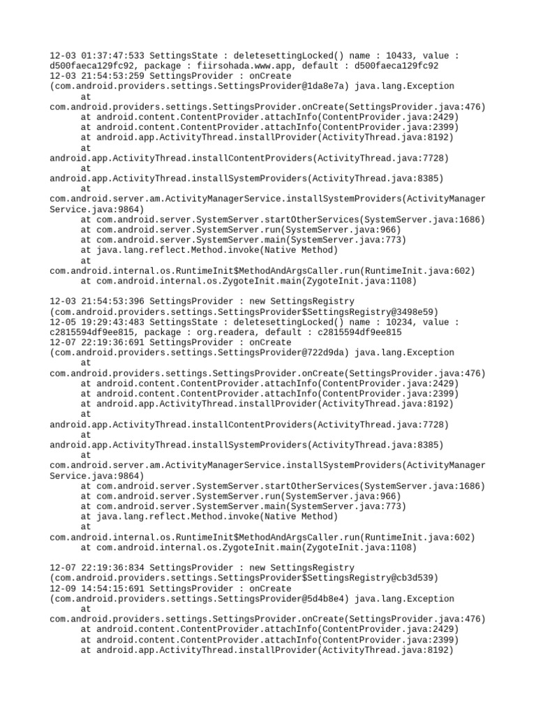 Settings Provider | PDF | Java (Programming Language) | System Software