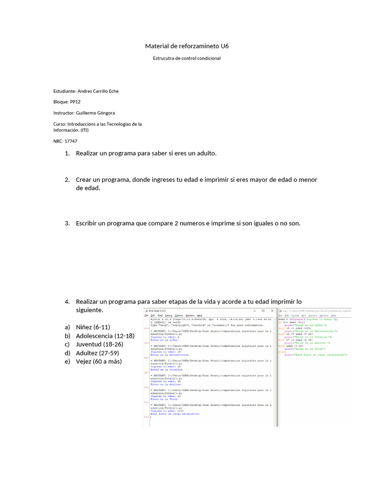Material de Reforzamineto U6 | PDF