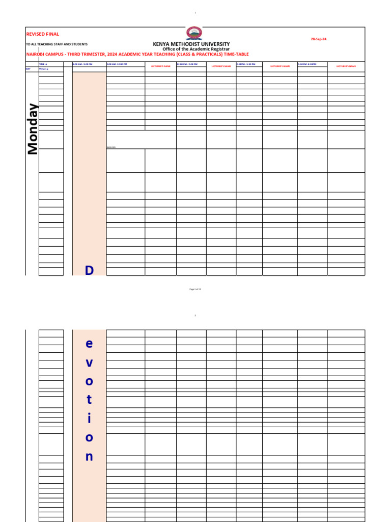 Nairobi Campus Third Trimester 2024 Teaching Timetable - REVISED FINAL ...