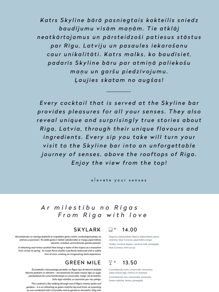 SkyLine Drinks Menu 226x200 2024 Preview | PDF