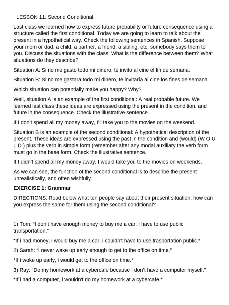 Understanding the Second Conditional | PDF | Grammar | Linguistics