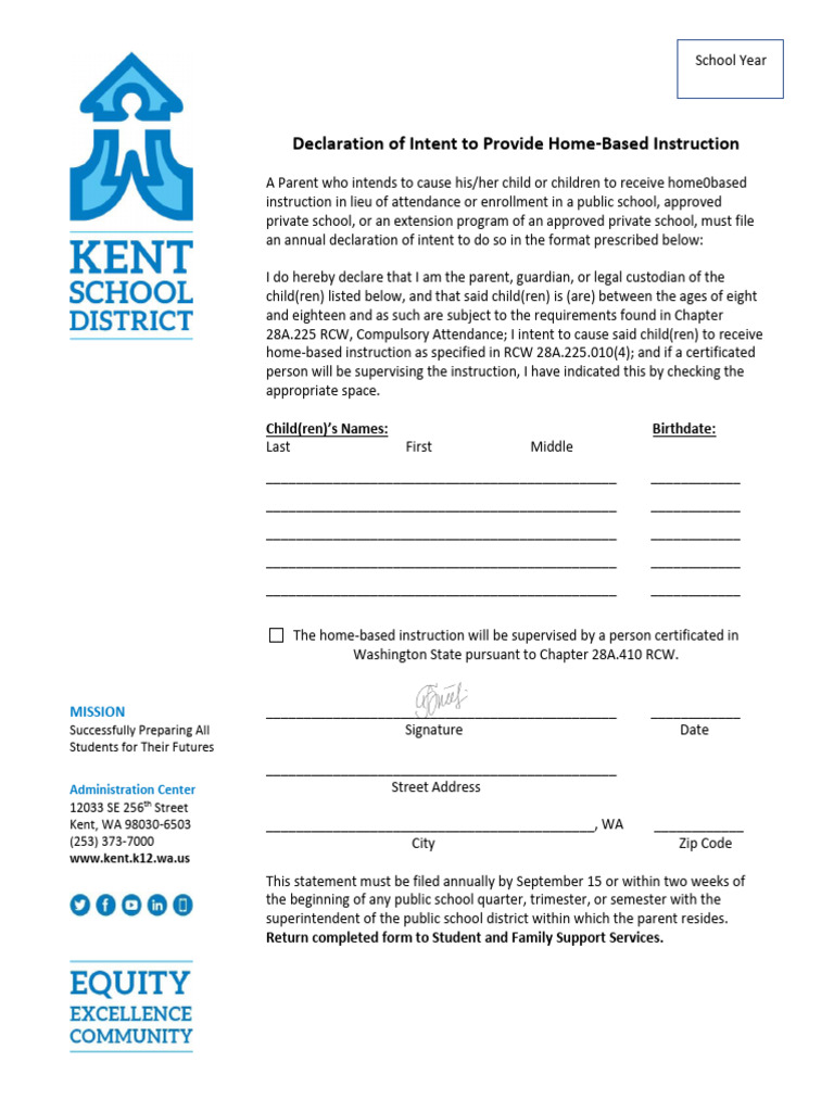 DeclarationIntentProvideHome BasedInstruction | PDF