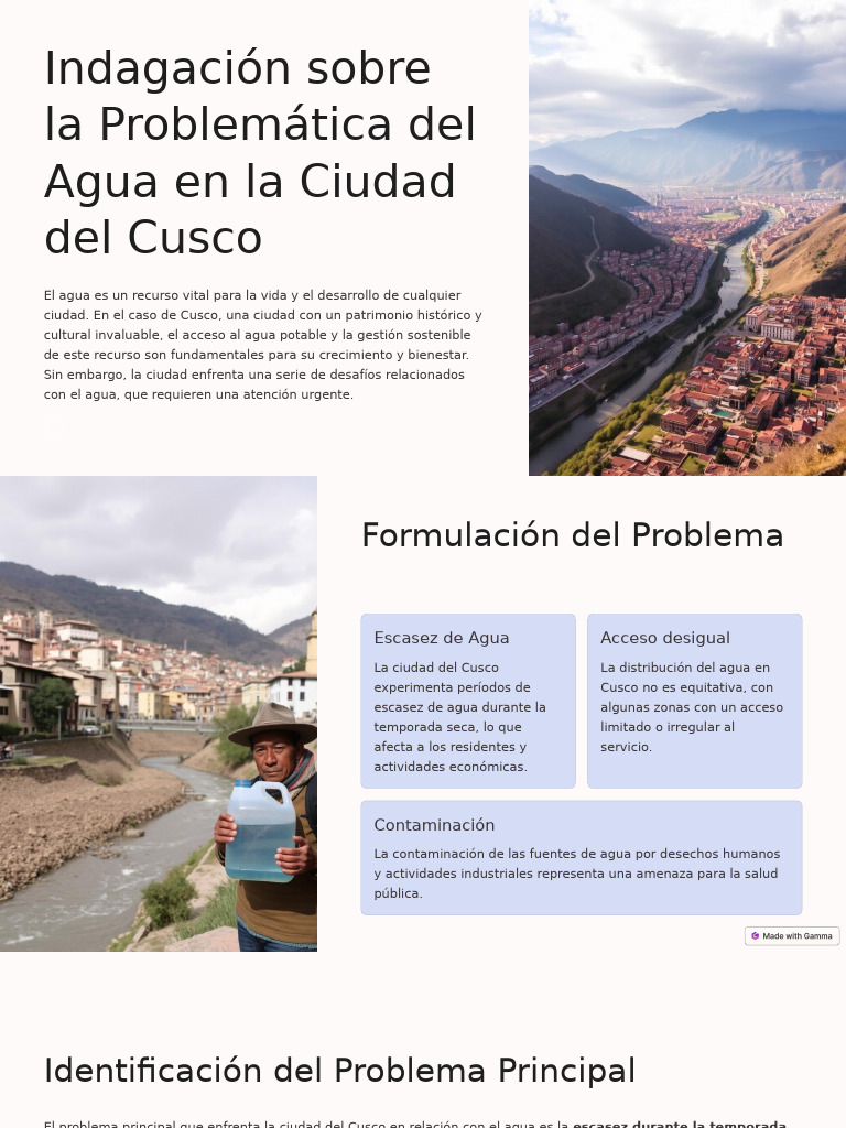 Problemas de Agua en Cusco: Análisis y Soluciones | PDF | Agua ...