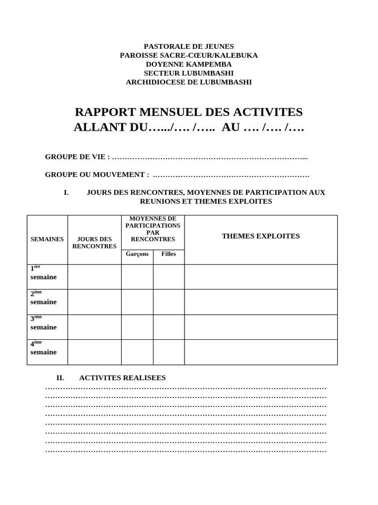 Rapport Mensuel - 114119 | PDF