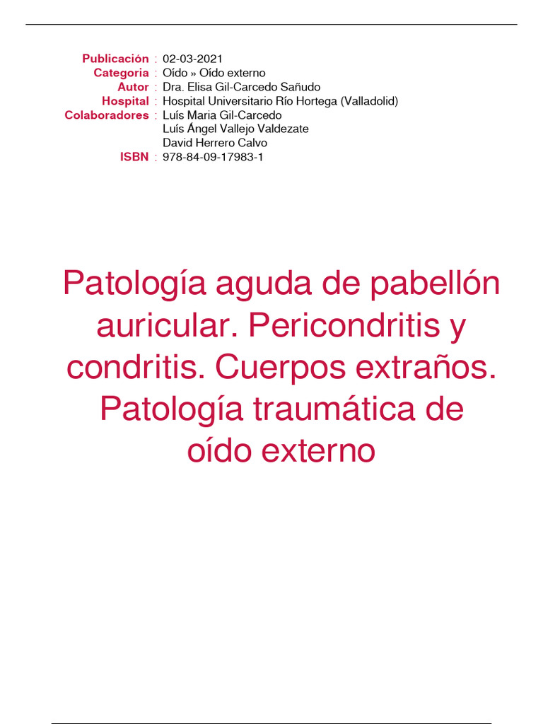 Patologia Aguda de Pabellon Auricular Pericondritis y Condritis Cuerpos ...