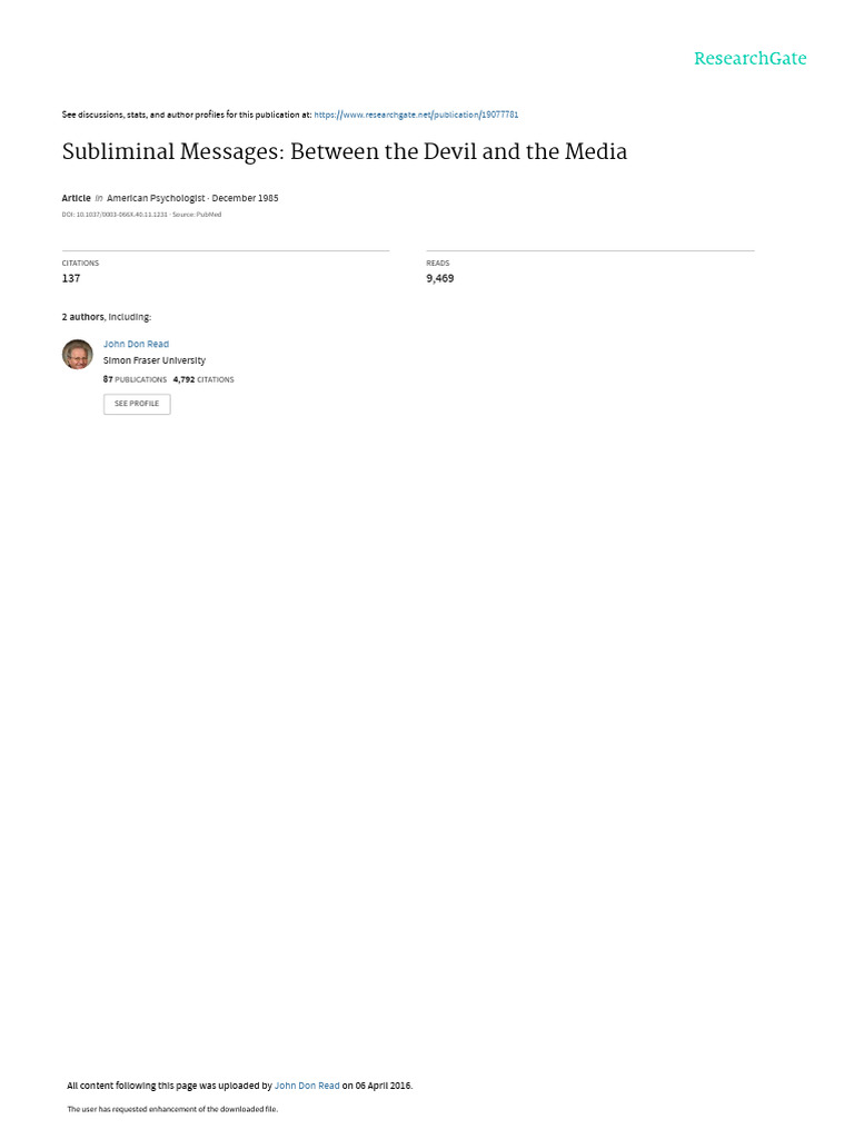 Subliminal | PDF | Word | Bias