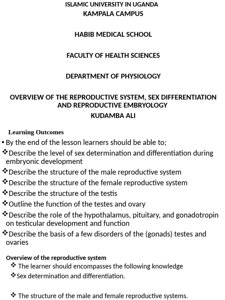 Overview of The Reproductive System & Embryology | PDF | Testicle | Sex
