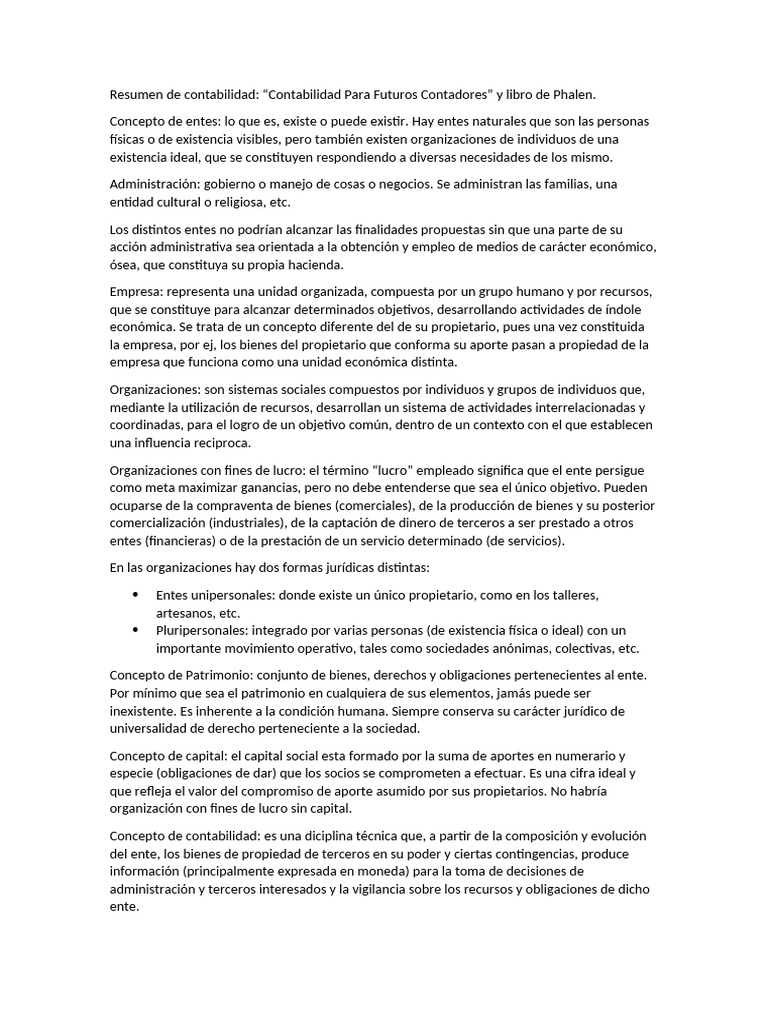 Resumen de contabilidad | PDF | Contabilidad | Hoja de balance