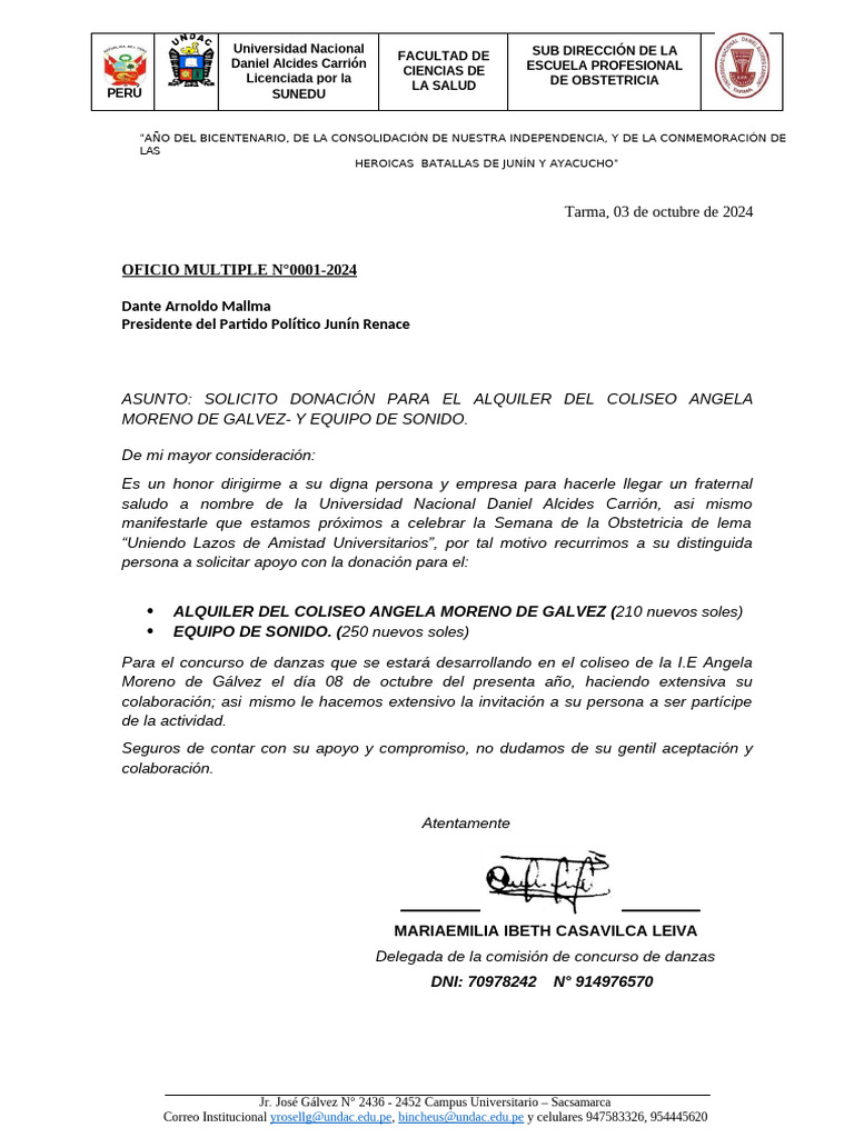 Oficio Multiple #0001 Solicitud | PDF