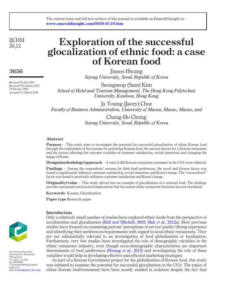 Exploration of The Successful Glocalization of Ethnic Food - A Case of ...