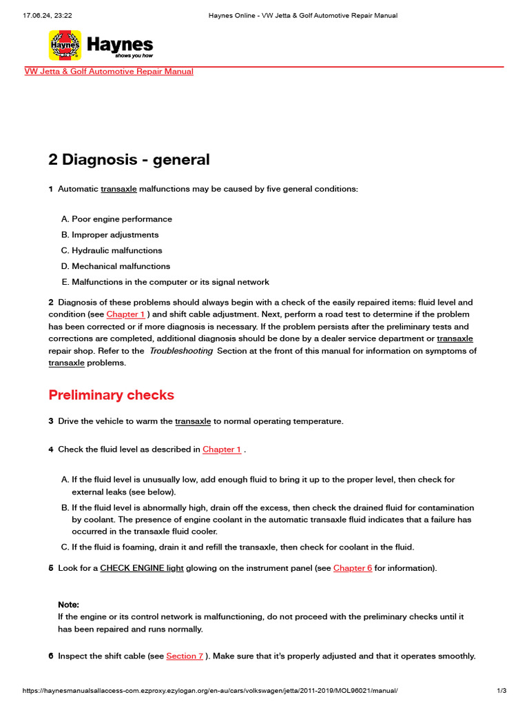 7b Automatic Transaxle 2 Diagnosis - General | PDF | Leak | Troubleshooting