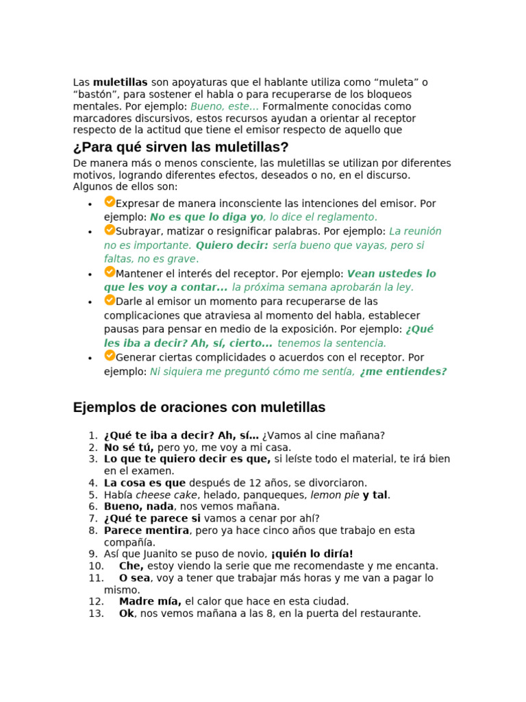 Ejemplos y usos de muletillas | PDF | Hablar en público | Lingüística