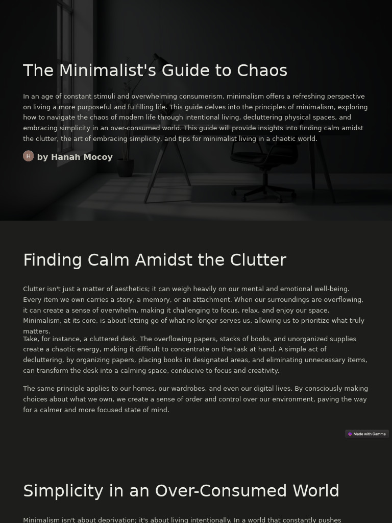 The Minimalists Guide To Chaos | PDF | Minimalism | Psychology