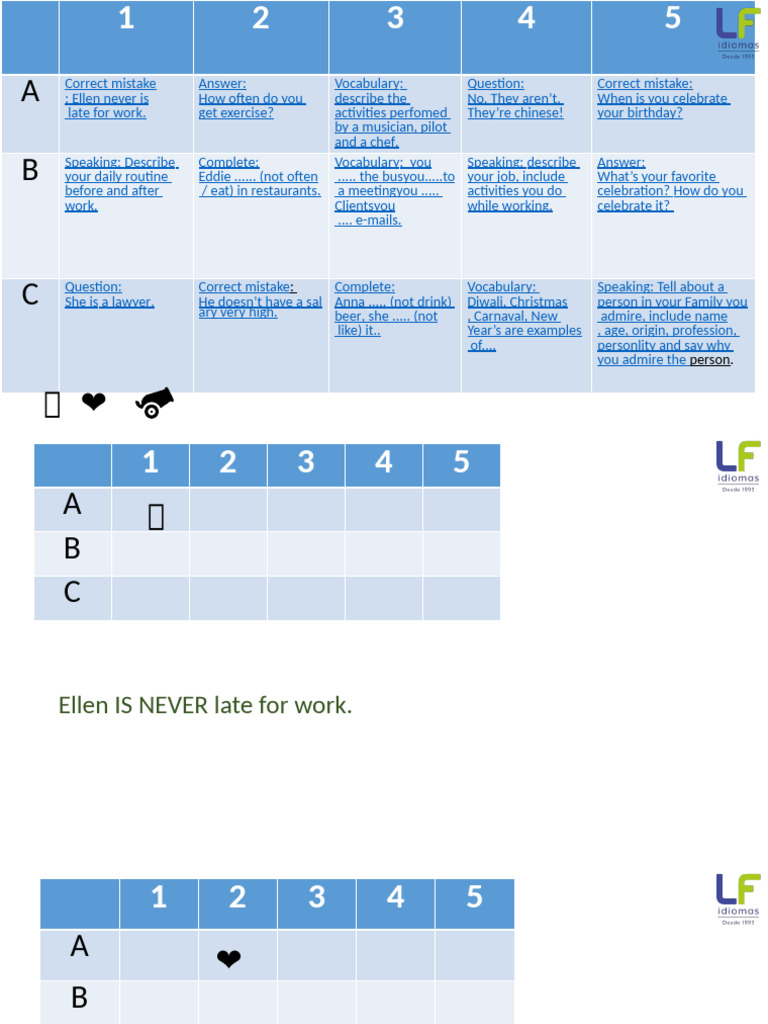 Jeopardy Game - Level A2 | PDF | Cooking | Foods