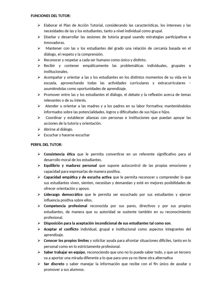 Funciones Del Tutor | PDF | Aprendizaje