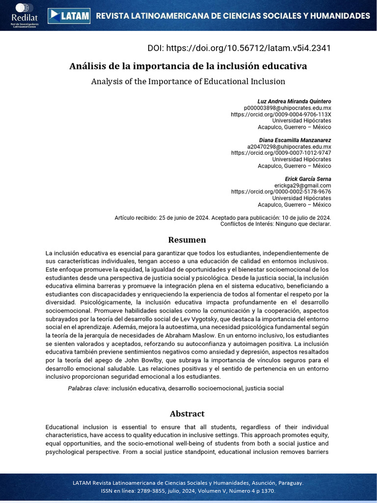 Analisis de La Importancia de La Inclusion Educati | PDF | Inclusión ...