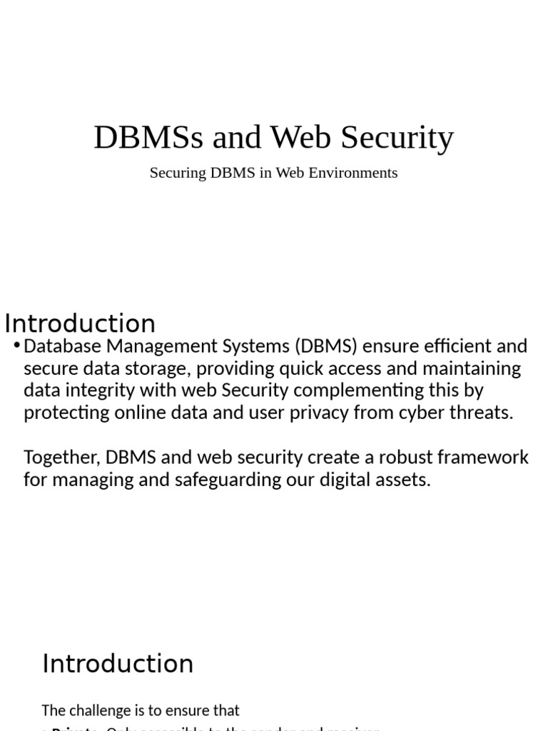 DBMSs and Web Security | PDF | Public Key Cryptography | Transport ...