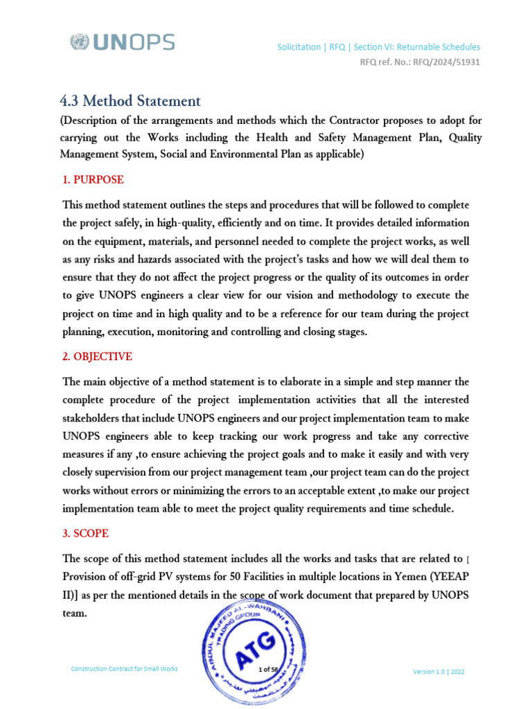 ATG - Method Statment | PDF | Project Management | Occupational Safety And Health
